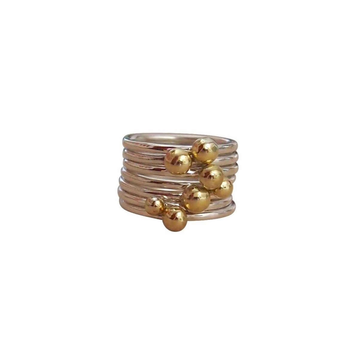 Stackable Bubbles ring in silver with brass bubbles – ElenaJewelryConcepts