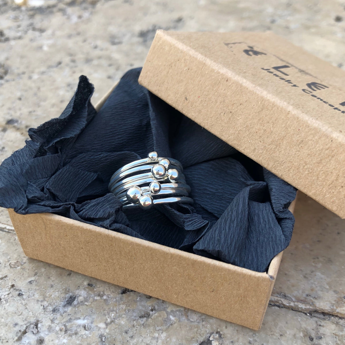 Stackable Bubbles ring in silver with silver bubbles – ElenaJewelryConcepts